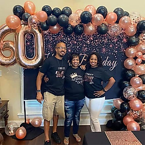 Rose Gold Black Balloons, 60 Pcs Metallic Rose Gold Matte Black Pearl Rose Gold Confetti Latex Balloons, Black Rose Gold Party Balloons for Women Girls Birthday Baby Bridal Shower Wedding Decoration