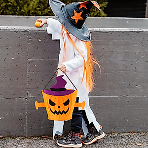 FUSHENMU Halloween Trick or Treat Bags Bat Candy Bucket Reusable Canvas Bag for Halloween Bucket Large, White