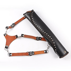 I-Sport Cow Leather Handmade Archery Back Shoulder Arrow Quiver Target Shooting Quiver for Arrows with Adjustable Straps