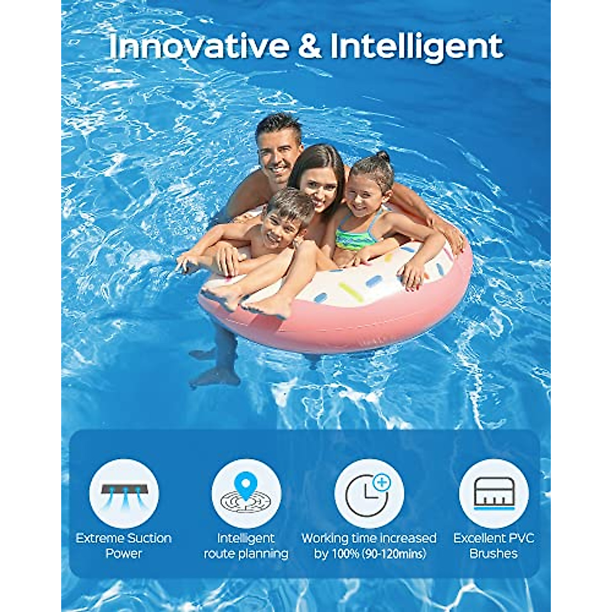 WYBOT Cordless Robotic Pool Cleaner, Ultra Strong Suction, Wall Climb Pool Vacuum with Intelligent Route Planning, Lasts 110Mins, Triple-Motor, Ideal for In-Ground Pools Up to 60 Feet (Black)