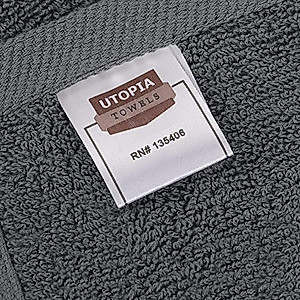 Utopia Towels Premium Bundle - Cotton Washcloths Greyk (12x12 inches) Pack of 12 with Grey Hand Towels 600 GSM (16 x 28 inches), Pack of 6