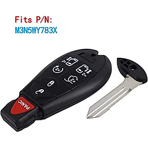 Keyless Remote Smart Key Fob Replacement Fit for 2008-2016 Chrysler Town and Country 2008-2016 Dodge Grand Caravan 2008-2020, M3N5WY783X
