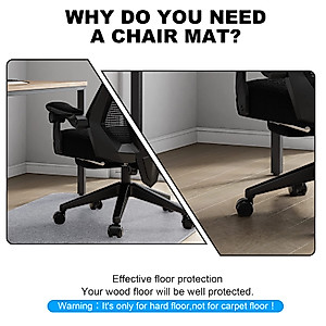 CELION Edging Office Chair Mat for Hardwood & Tile Floor, 55"x35" Computer Gaming Rolling Chair Mat, Under Desk Low-Pile Rug, Large Anti-Slip Floor Protector for Home Office (Light Grey, 55" x 35")