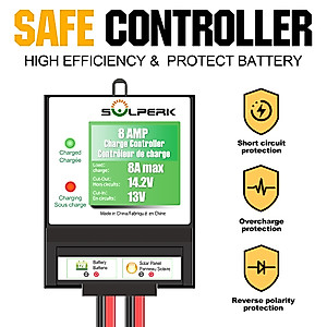 SOLPERK Solar Panel Kit 20W 12V, Solar Battery Trickle Charger Maintainer + Upgrade Controller + Adjustable Mount Bracket for Boat Car RV Motorcycle Marine Automotive