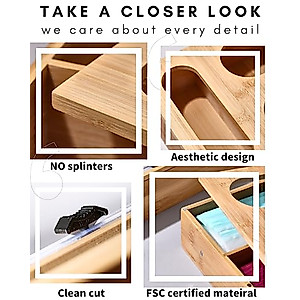 KUNABOO Bamboo Storage Bags Organizer, 5 Boxes Set Drawer Organizer for Plastic Storage Bags and Foil Plastic Wrap Cutter Dispenser (FSC Certified eco-Friendly Bamboo), Sandwich Bag Organizer