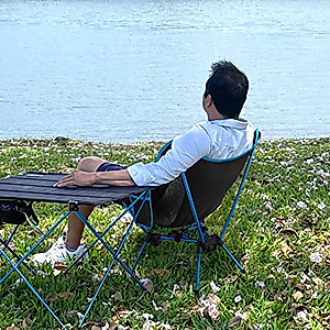 G4Free Folding Camping Chairs, Ultralight Compact Backpacking Folding Chairs Lawn Chairs Heavy Duty 330lbs with Side Pockets Packable for Outdoor Camp Travel Beach Hiking Blue