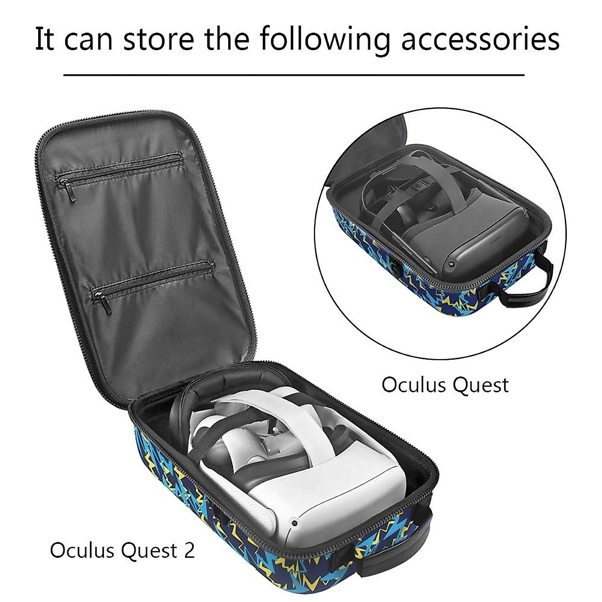 Akaigu Hard Travel Case Storage Case for Oculus Quest 2 All-in-one VR Gaming Headset and Controllers Accessories Carrying Bag (Blue)