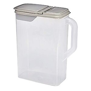 Buddeez Pet Food Storage Container - 8 Quart Capacity Dog Food Storage, Cat Food, & Bird Seed Container with Durable EZ Grip Handle, EZ Flip Lid with Gray Lid (includes 1 Cup Clear Scoop)