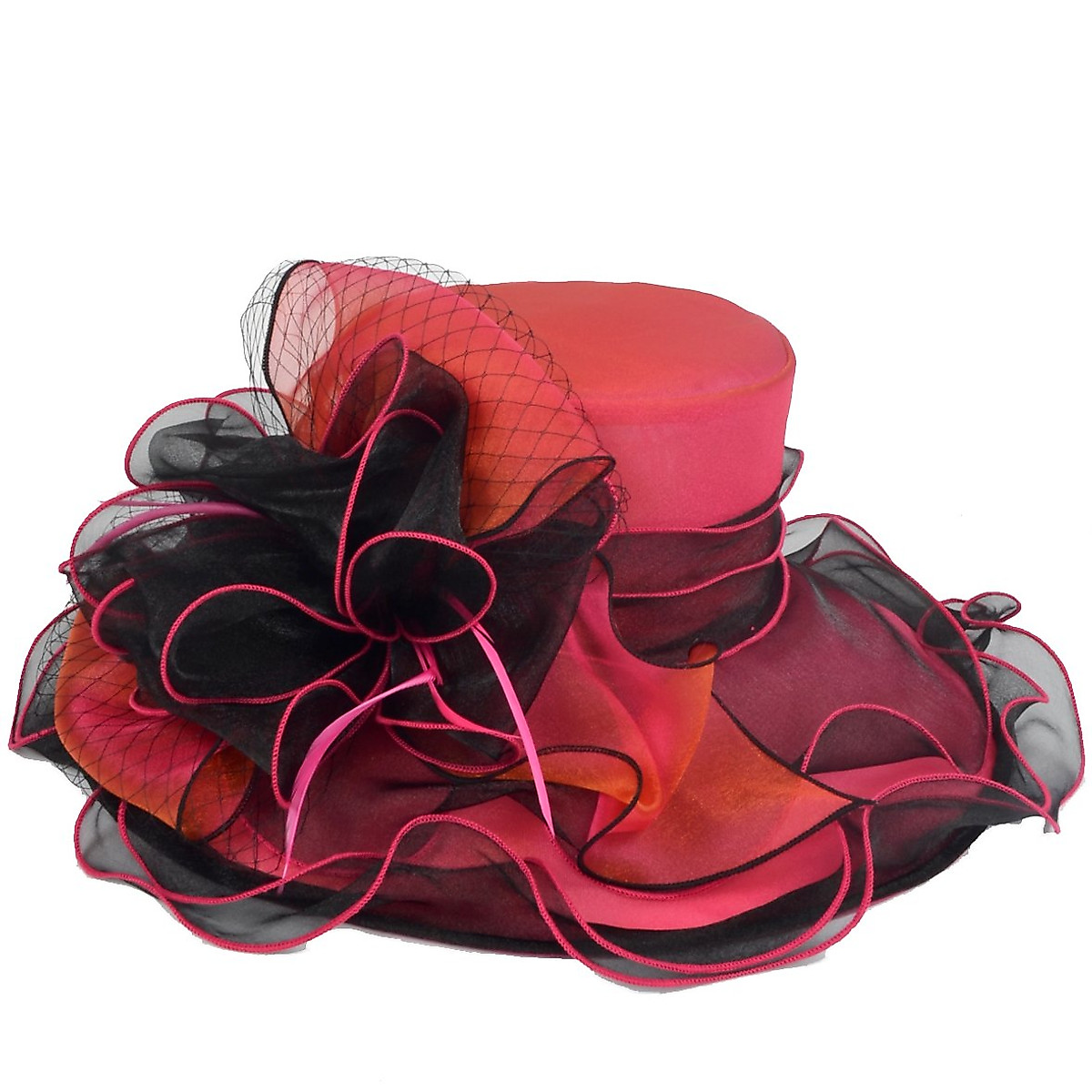 JESSE · RENA Women's Church Derby Dress Fascinator Bridal Cap British Tea Party Wedding Hat (Two-Tone-Hot Pink)