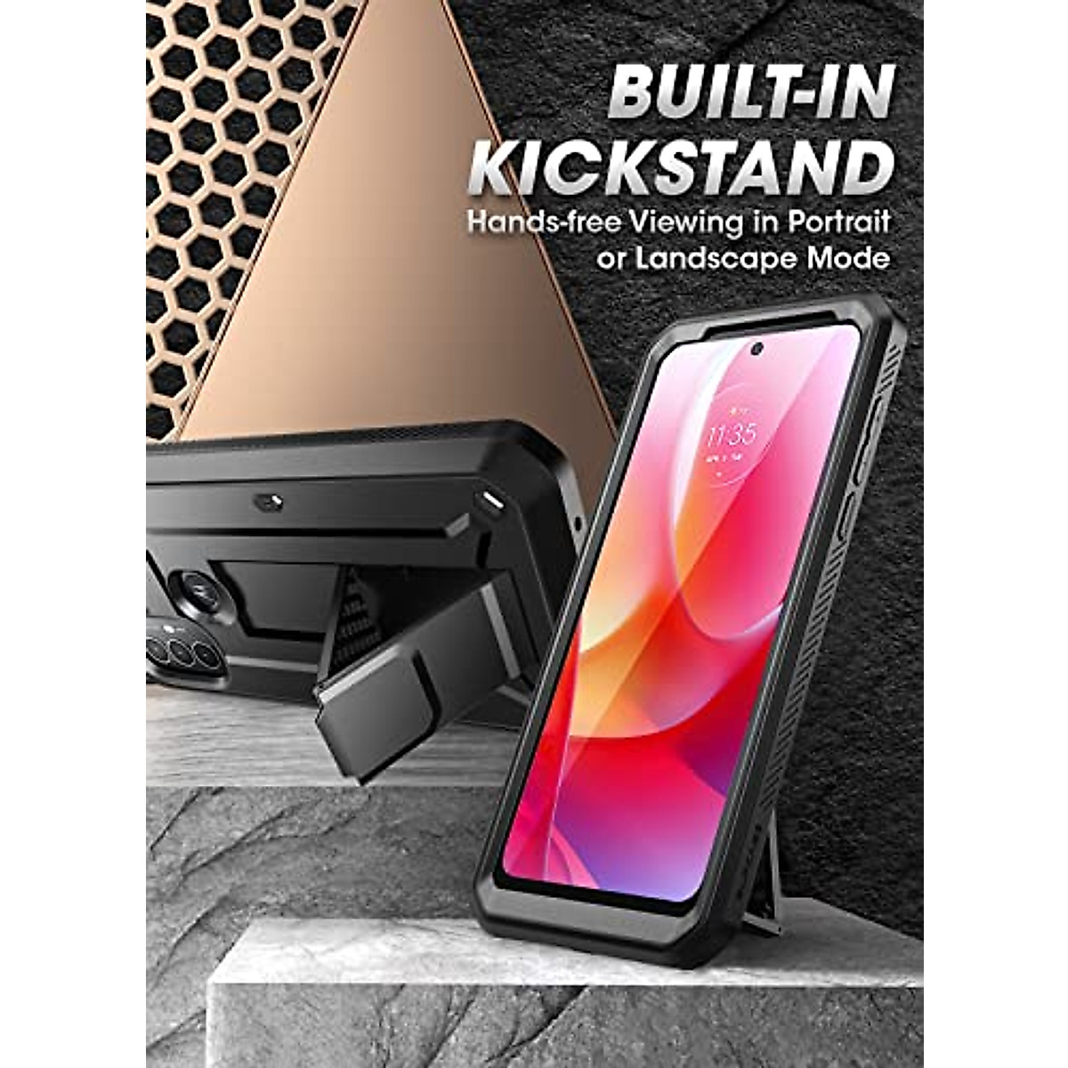 SUPCASE Unicorn Beetle Pro Series Case for Moto G Power 2022, Full-Body Rugged Belt Clip & Kickstand Case with Built-in Screen Protector (Black)