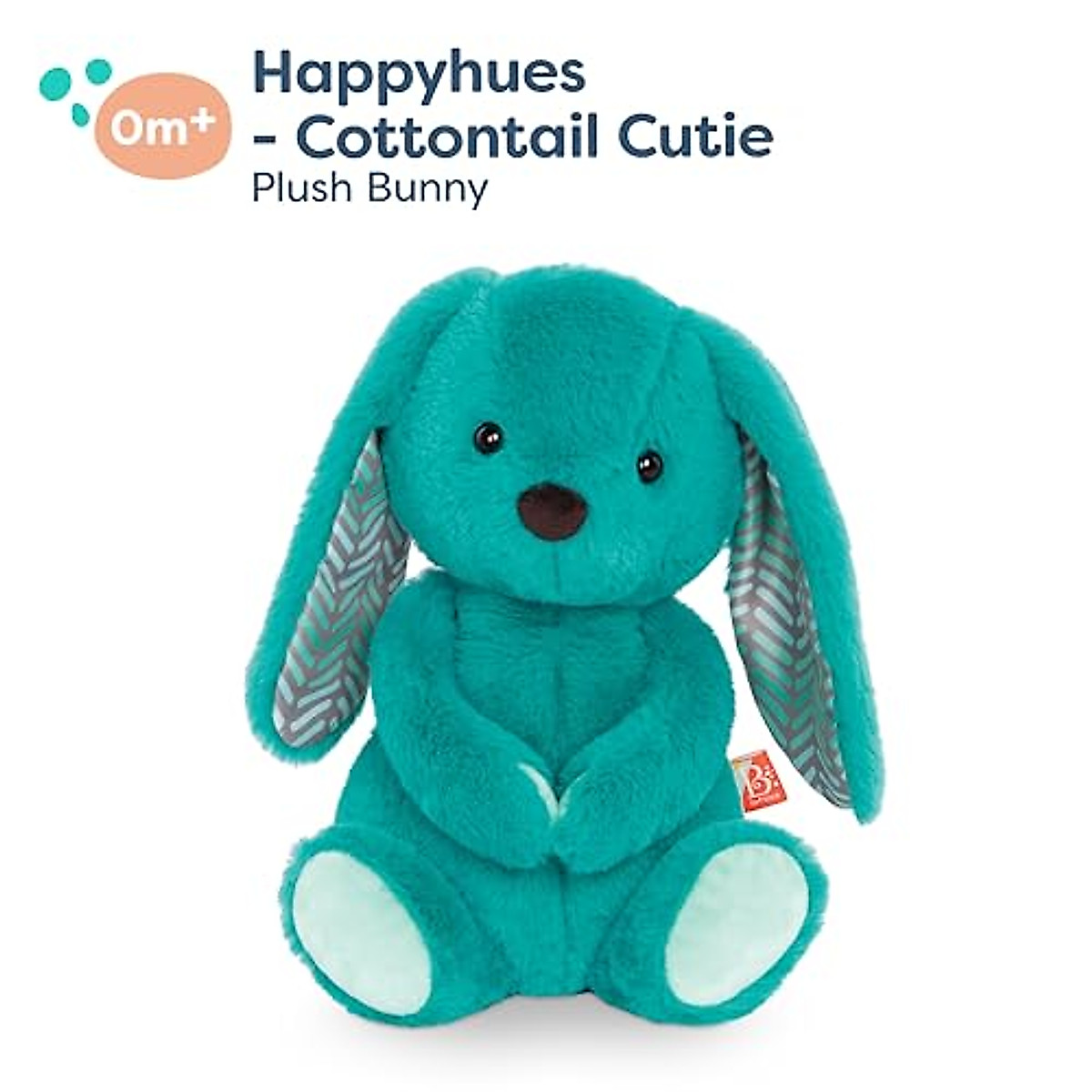 B. toys- B. softies-12" Plush Bunny -Super Soft Stuffed Animal- Washable Rabbit Toy- for Babies, Toddlers, Kids- Happy Hues- Cottontail Cutie Teal Bunny- 0 Months +