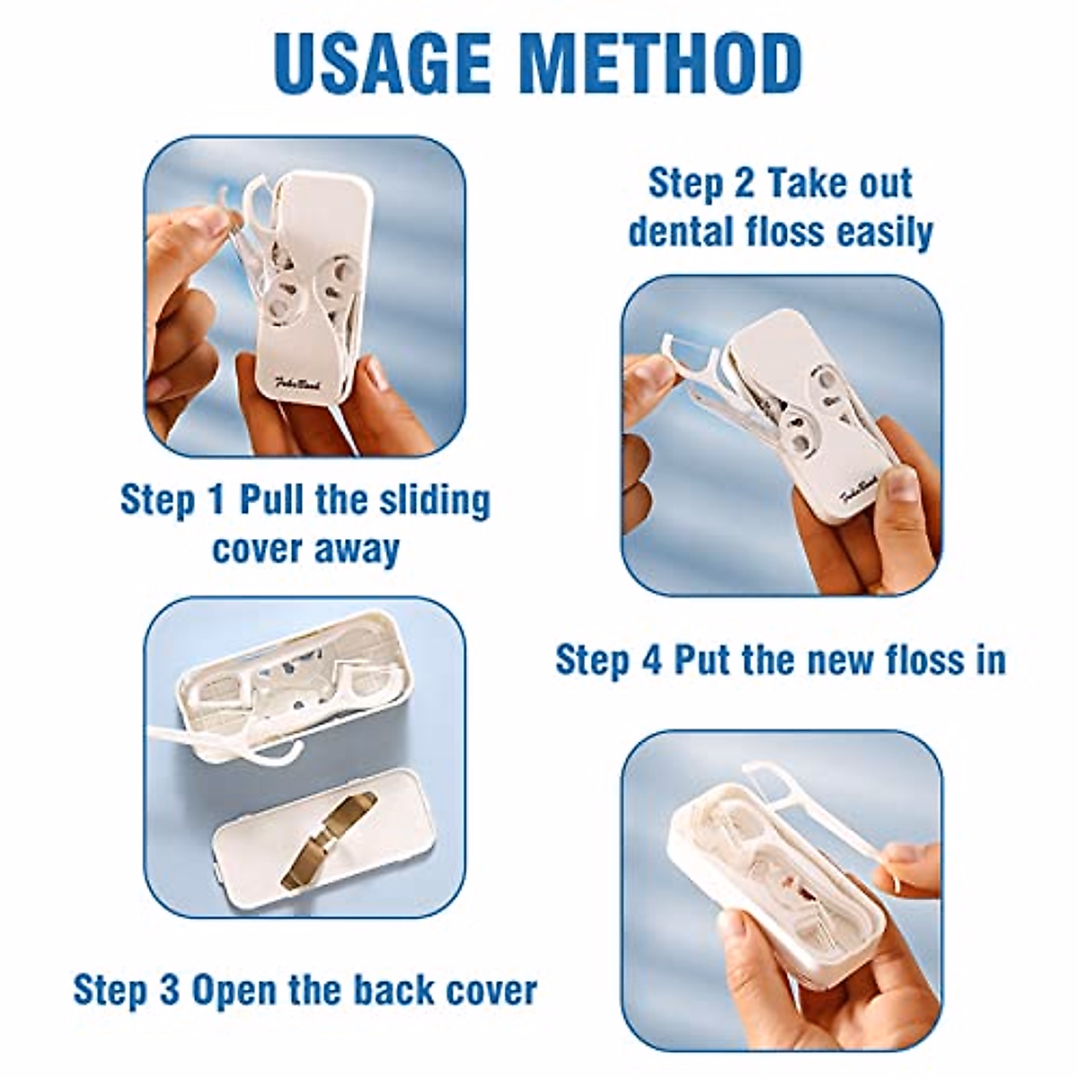 Portable Floss Dispenser, with A Box of Dental Floss,Dispenser Automatic Dental Floss Picks Cases for Teeth Cleaning,Floss Dispenser Refillable(4 Color with A Box of Dental Floss)