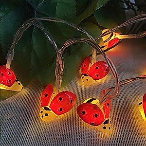 ZLYPSW 20 LED Ladybug Shape String Lights Battery Holiday Wedding Christmas Decoration lamp for Home Balcony Courtyard Garden