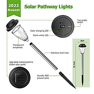 ELECLINK Solar Outdoor Lights 2 Pack, Color Changing & Warm White LED Solar Outdoor Decorative Lights for Christmas, Waterproof Solar Powered Garden Lights for Yard Pathway Holiday Festival Decor