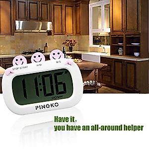 PINGKO Digital Kitchen Timer Fashion Design Clock Cooking Timer with Big Digits,Large LCD Display, Loud Alarm, Magnetic Backing Stand,Battery Included-Pink