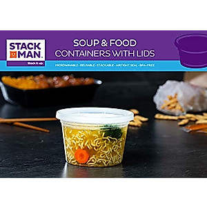 [48 Sets -16 oz.] Plastic Deli Food Storage Containers with Airtight Lids - Soup Containers with Lids