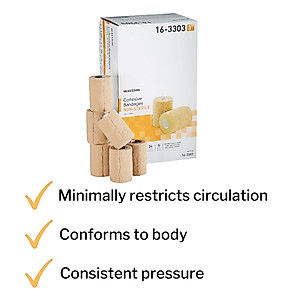McKesson Cohesive Bandages, Non-Sterile, Contains Latex, 3 in x 5 yds, 1 Count, 24 Packs, 24 Total