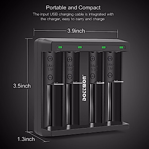 Dottmon LED 4-Slots Intelligent Universal Battery Charger for 3.6V/3.7V Li-ion 10440 14500 14650 16340 17670 18500 18650 18700 22650 20700 21700 22700 25500 26650 26700 Batteries