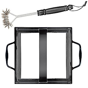 Steven Raichlen's Himalayan Salt Block Holder & Stainless Steel Wire Cleaning Brush- Easy-Grip Handles for Safety -Fits Any 8"x8" Salt Slab- Grilling Tool Essential - for Indoor Cooking & Outdoor BBQ