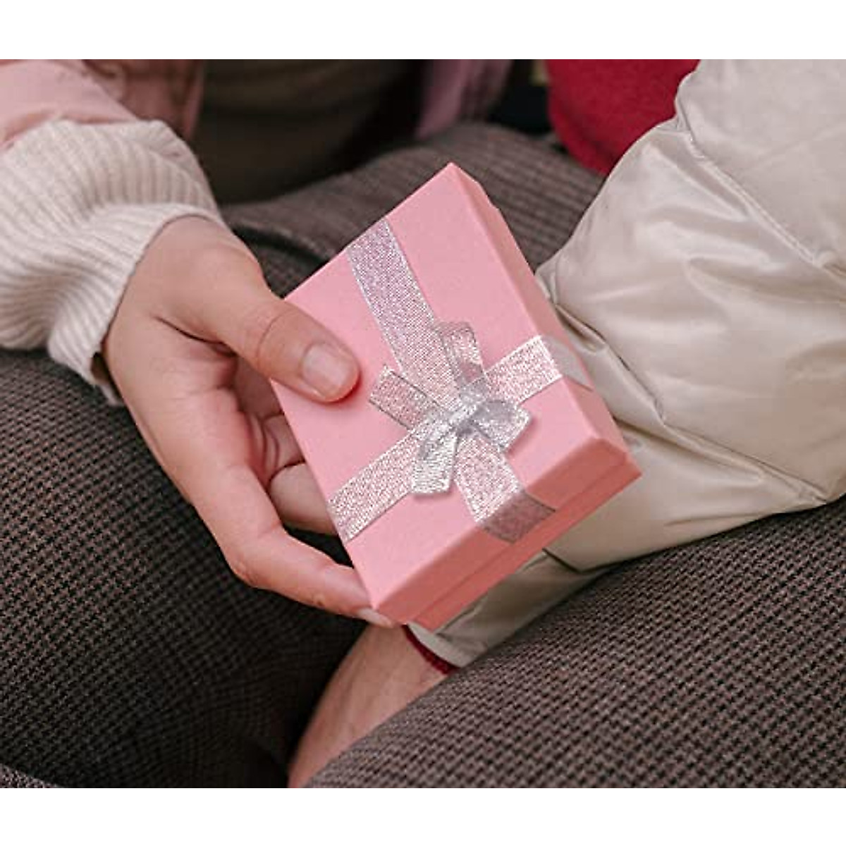 YASEO 1 1/2 Inch Silver Glitter Ribbon, 25 Yards Sparkly Metallic Fabric Ribbons for Gifts Wrapping Wedding Party Decoration and Crafts