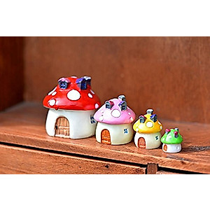 SUN-E 4 Color&Size in Set Miniature Fairy Garden Mushroom House Ornament Outdoor Decor Home Office School Decoration