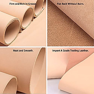 Muse Craft Flawless 12''X24'' 5-6oz Vegetable Tanned Leather Precut| Import A Grade Tooling Leather Hide 1.9-2.3mm| Full Grain Veg Tan Leather for Tooling, Carving, Dyeing, Embossing(12''x24'')