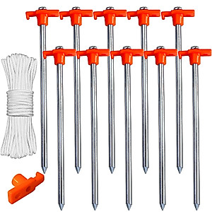 ABCCANOPY Tent Stakes Camping Tent Stakes, 10pc-Pack (Orange)