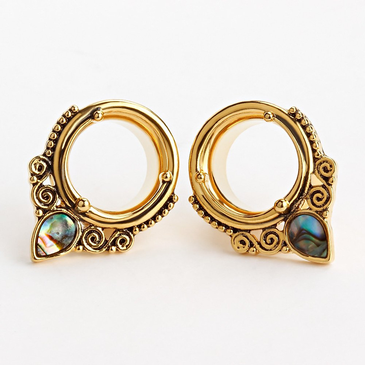 KUBOOZ(1 Pair Summer Sea-Shell Stainless Steel Screw Ear Plugs Tunnels Gauges Stretcher Piercings