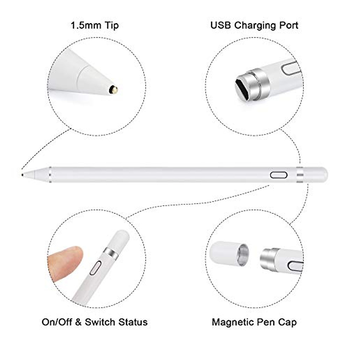 Stylus Pen for Touch Screens, Active Pen Digital Pencil Fine Point Compatible with iPhone iPad and Other Tablets …