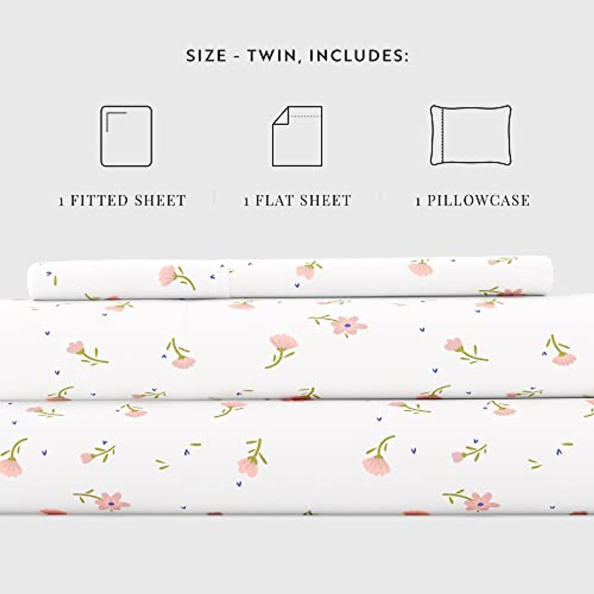 Linen Market 3 Piece Twin Bedding Sheet Set (Pink Floral) - Sleep Better Than Ever with These Ultra-Soft & Cooling Bed Sheets for Your Twin Size Bed - Deep Pocket Fits 16" Mattress