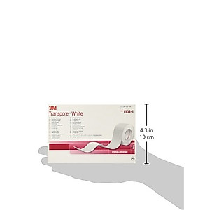 3M™ Transpore™ White Surgical Tape 1534-1, 1 inch x 10 yard (2,5cm x 9,1m), 12 Rolls/Carton 10 Cartons/Case