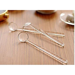 Demitasse Espresso Spoons, Mini Coffee Spoon, 4.33 Inches Glass Small Spoons for Tea, Stirring Rod Mixing Spoon, Set of 6 (clear 2)