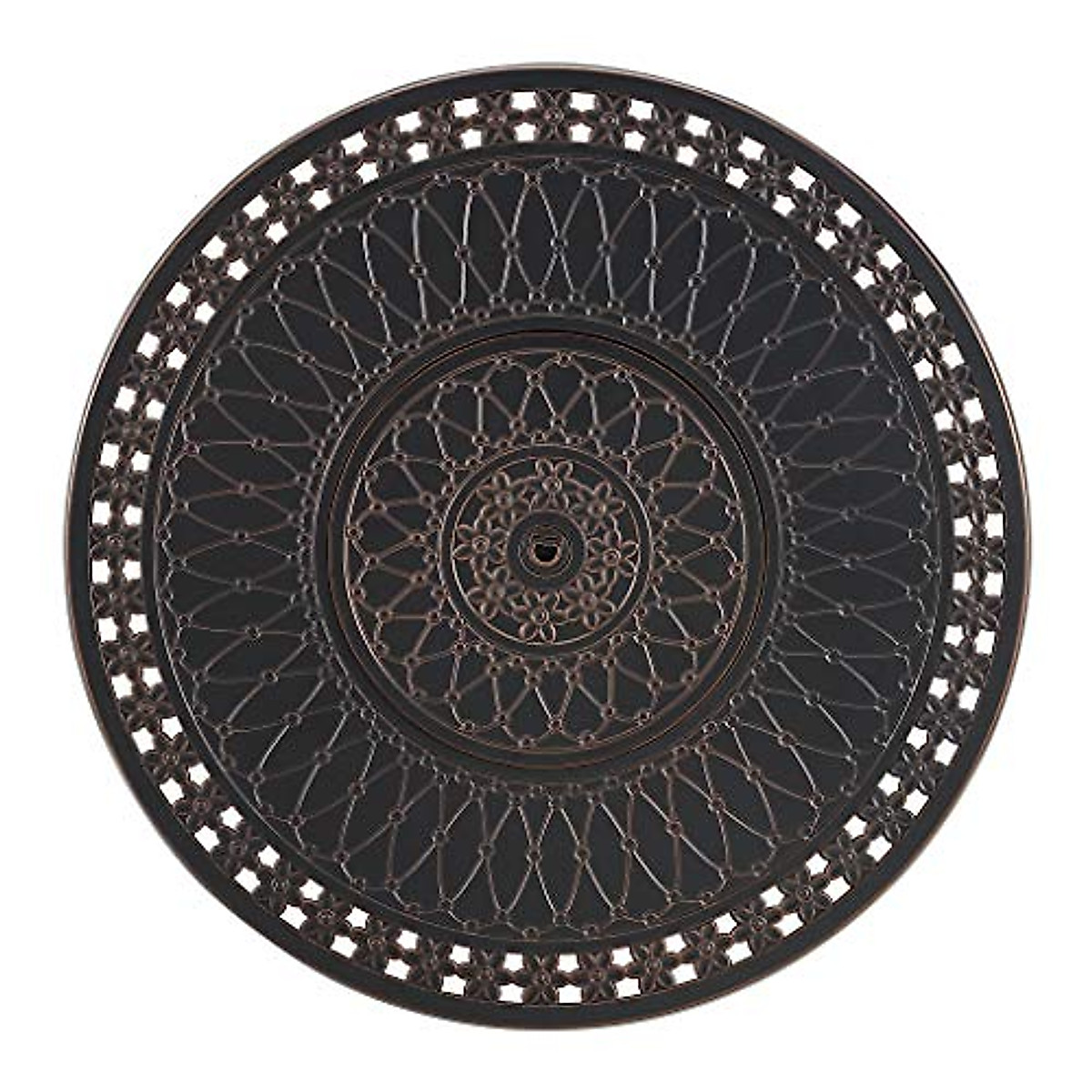 Fire Sense 63691 Columbia Floral Aluminum Convertible Gas Fire Pit Table 37,000 BTU Multi-Functional Outdoor with Fire Bowl Lid, Nylon Weather Cover & Clear Fire Glass - Bronze Finish - Round - 33"