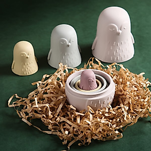 Nesting Dolls Russian Style Matryoshka Dolls for Kids Silicone Stacking Sorting Toys Set Montessori Educational Toy Gift for Girls Boys' Birthday Home Room Decoration Beige（Penguin）