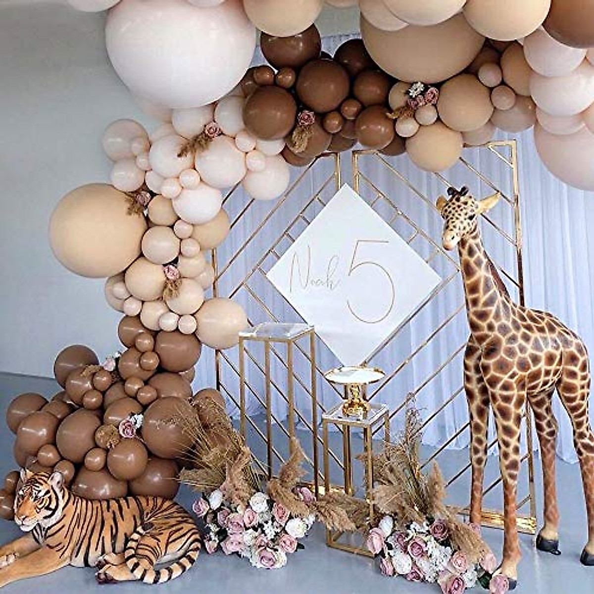 Brown Balloons Garland Arch Kit Double-Stuffed Nude Balloons Tan Coffee Brown Blush Neutral Balloons Jungle Theme Woodland Teddy Bear Baby Shower Birthday Party Decorations