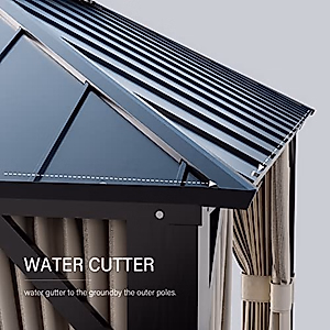 ASJMR 12x14ft Hardtop Gazebo Double Roof, Outdoor Pavilion with 2-Layer Hard top Galvanized Iron Frame Garden Tent, Suitable for courtyards, backyards, Decks, and Grass