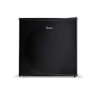 Midea WHS-65LB1 Compact Single Reversible Door Refrigerator, 1.6 Cubic Feet(0.045 Cubic Meter), Black & COMFEE' EM720CPL-PM Countertop Microwave Oven with Sound On/Off, 0.7 Cu Ft/700W, Pearl White