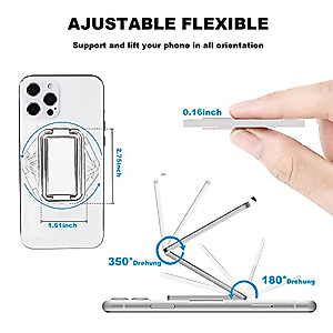 Dgloze 2 Pack Phone Ring Holder Finger Kickstand, 360°Rotation Phone Grip, Foldable Phone Holder for Hand Work with Magnetic Car Mount Compatible with Most Smartphones and Tablets (Silver)