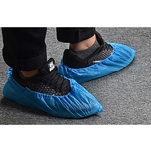 Dssiy 100 Pack Disposable Hygienic Boot & Shoe Covers 100 pack(50 Pairs)|Waterproof Slip Resistant Non-Slip, Durable for Construction, Workplace, Indoor Carpet Floor Protection,One Size Fits Most Blue