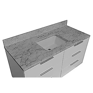 Kitchen Bath Collection Oslo 48-inch Floating Bathroom Vanity (Carrara/White): Includes White Cabinet with Authentic Italian Carrara Marble Countertop and White Ceramic Sink