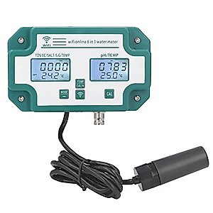 6 in 1 Multifunctional Water Quality Meter WiFi Connection PH TDS EC SG Salt Temperature Tester for Aquarium(US Plug)