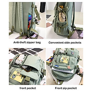 BXCNCKD kawaii backpack with pins kawaii school backpack cute backpack cute kawaii school backpack(Green)