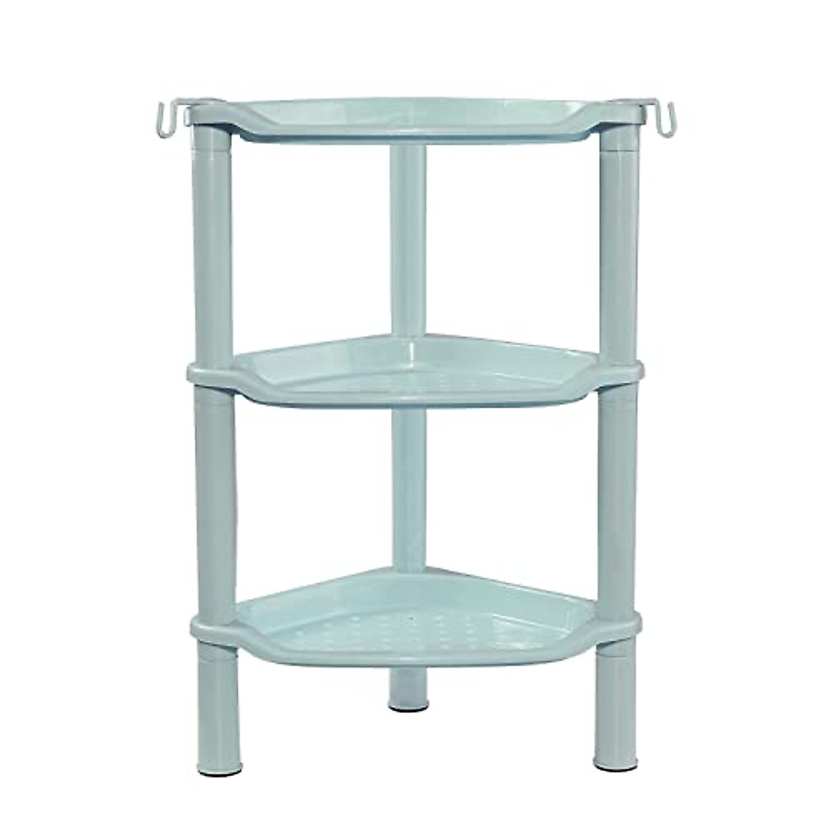3 Tier Shower Caddy Organizer Shelf Corner, 13.5 x 10 x 26 Inches, Rustproof, Plastic Shower Rack Stands for Inside Bathroom, Bathtub, Shower pan, Blue (Round Slot Blue 3 Tier)
