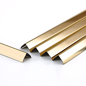 Trimold L Molding Stainless Steel Corner Guards with 90° Angle for Wall Cabinet Baseboard Protection and Decoration, 0.98ft x 0.59in (20pcs)