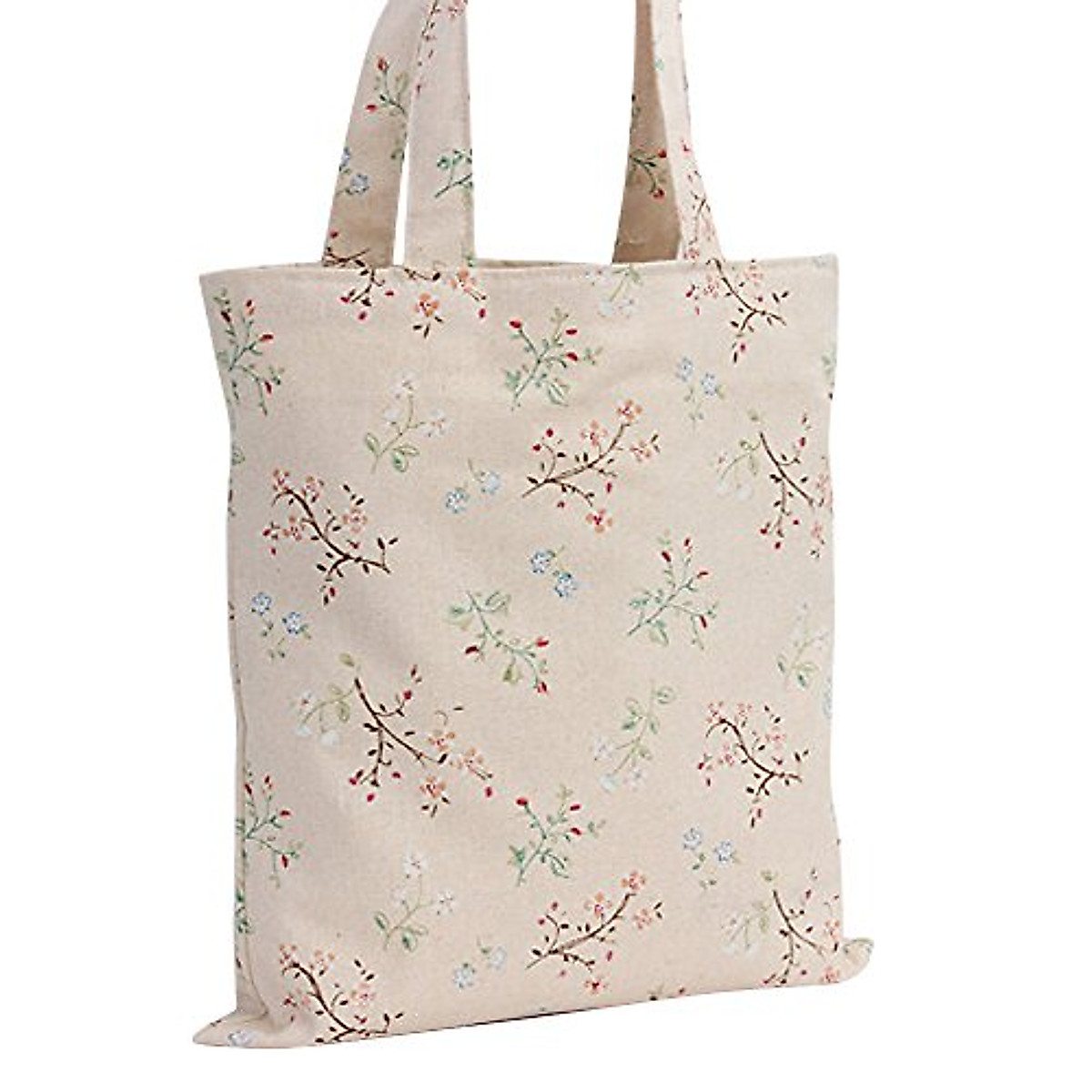 Chezi Women's Floral Branch Cotton Reusable Foldable Canvas Tote Shopping Bag (Zip)