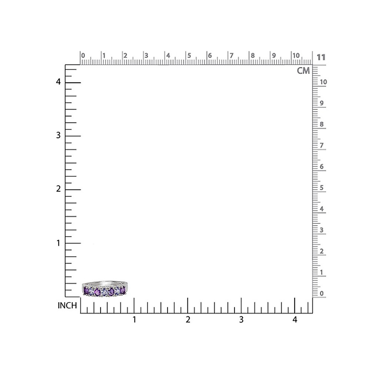 Silvershake Genuine Tanzanite and African Amethyst White Gold Plated 925 Sterling Silver Journey Ring Size 8