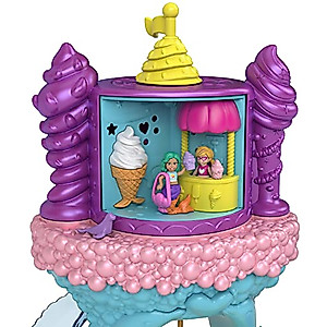 Polly Pocket Rainbow Funland Mermaid Cove Ride Playset, Polly & Mermaid Dolls, Accessories, Dispenser Feature for Surprises, Great Gift for Ages 4 & Up