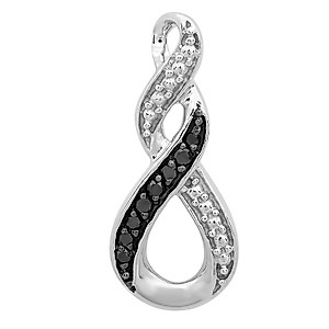 Dazzlingrock Collection 10kt White Gold Womens Round Black Color Enhanced Diamond Vertical Infinity Pendant 1/12 ctw