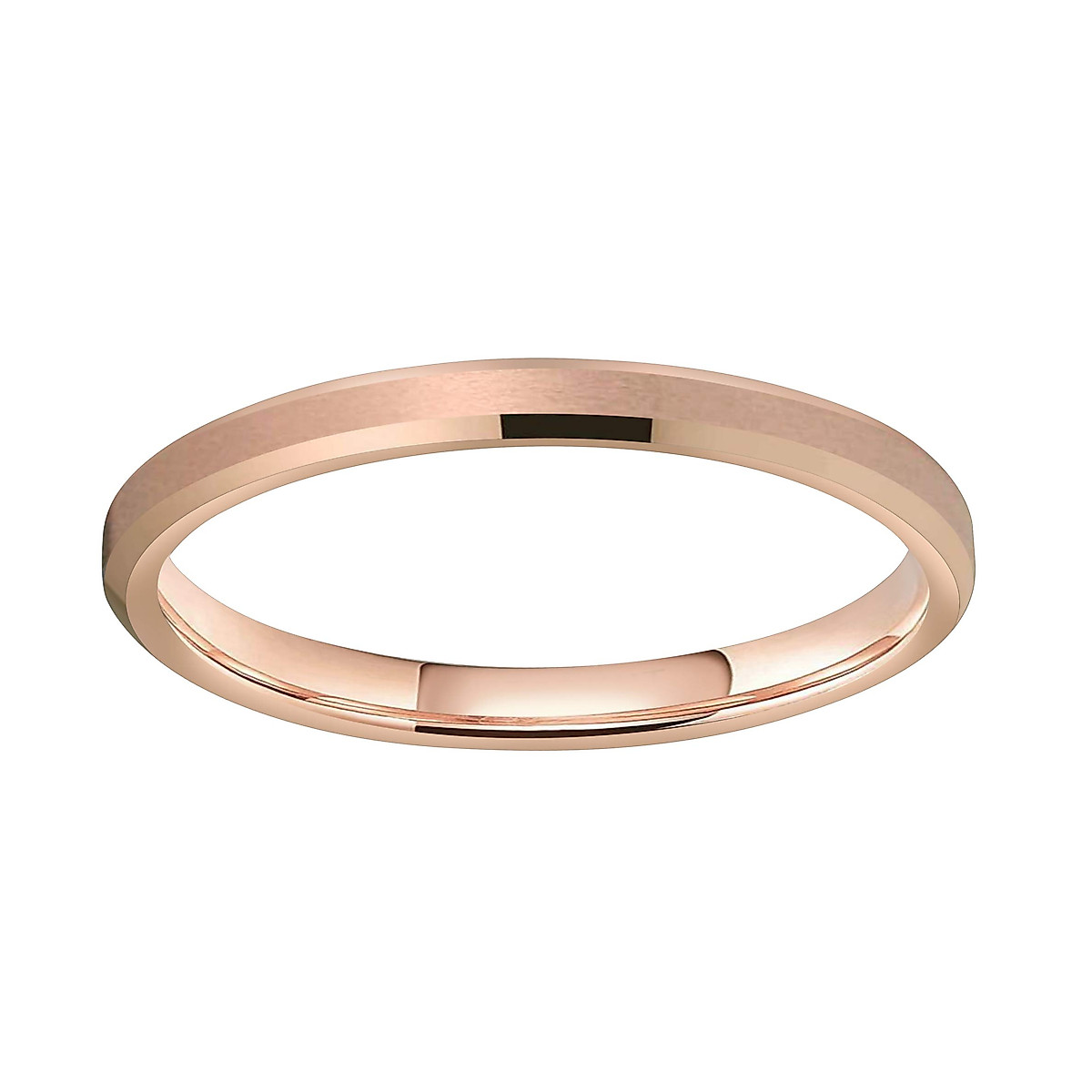 CROWNAL 2mm Thin Black/Gunmetal/Silver/Rose Gold Tungsten Wedding Couple Bands Rings Women Matte Brushed Finish Size 4 To 10 (2mm RoseGold,9)