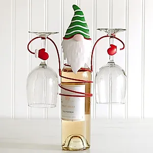 The Lakeside Collection Wine Bottle&Glass Holder-Gnome